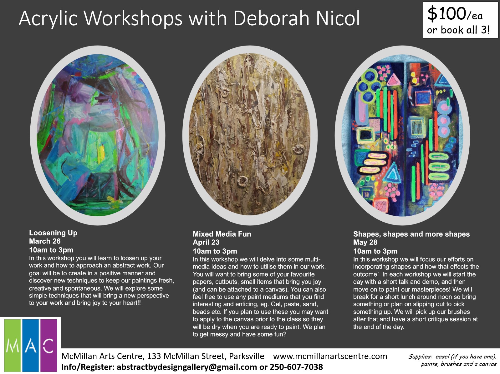 Abstract Acrylic Workshops with Deborah Nicol - McMillan Arts Centre