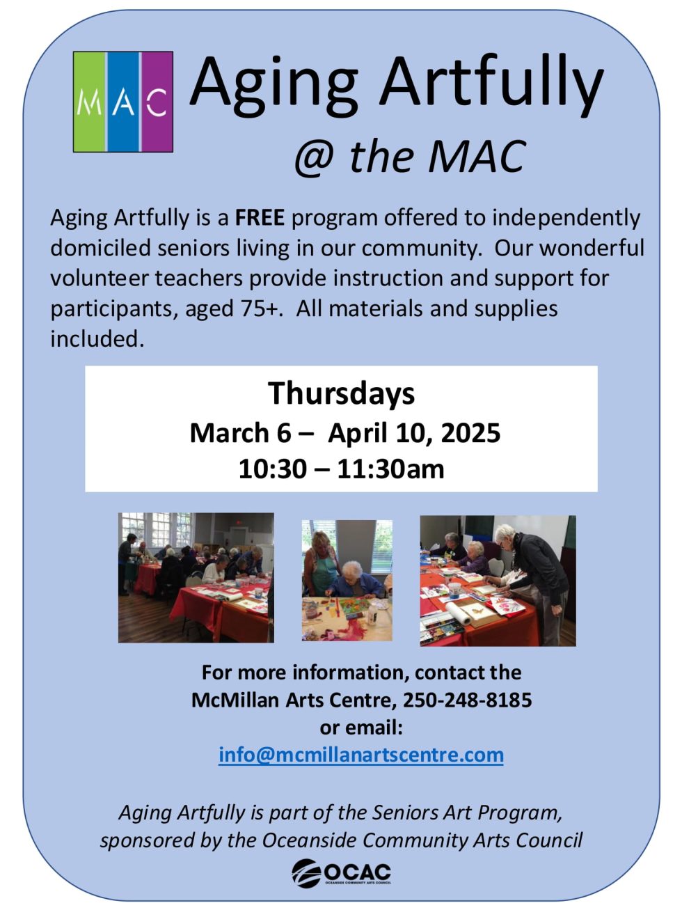 Aging Artfully Program Spring 2025 - McMillan Arts Centre
