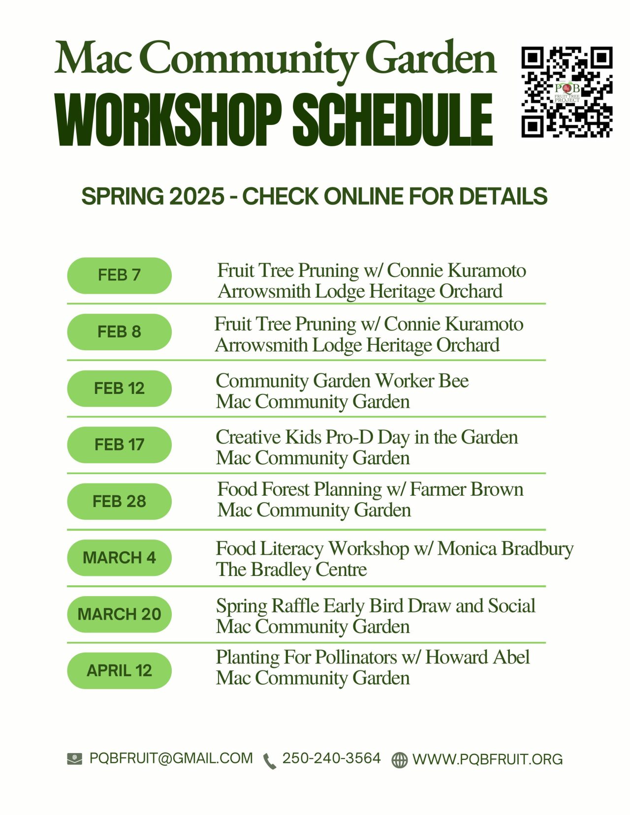 MAC Community Garden Spring Workshop Schedule - McMillan Arts Centre